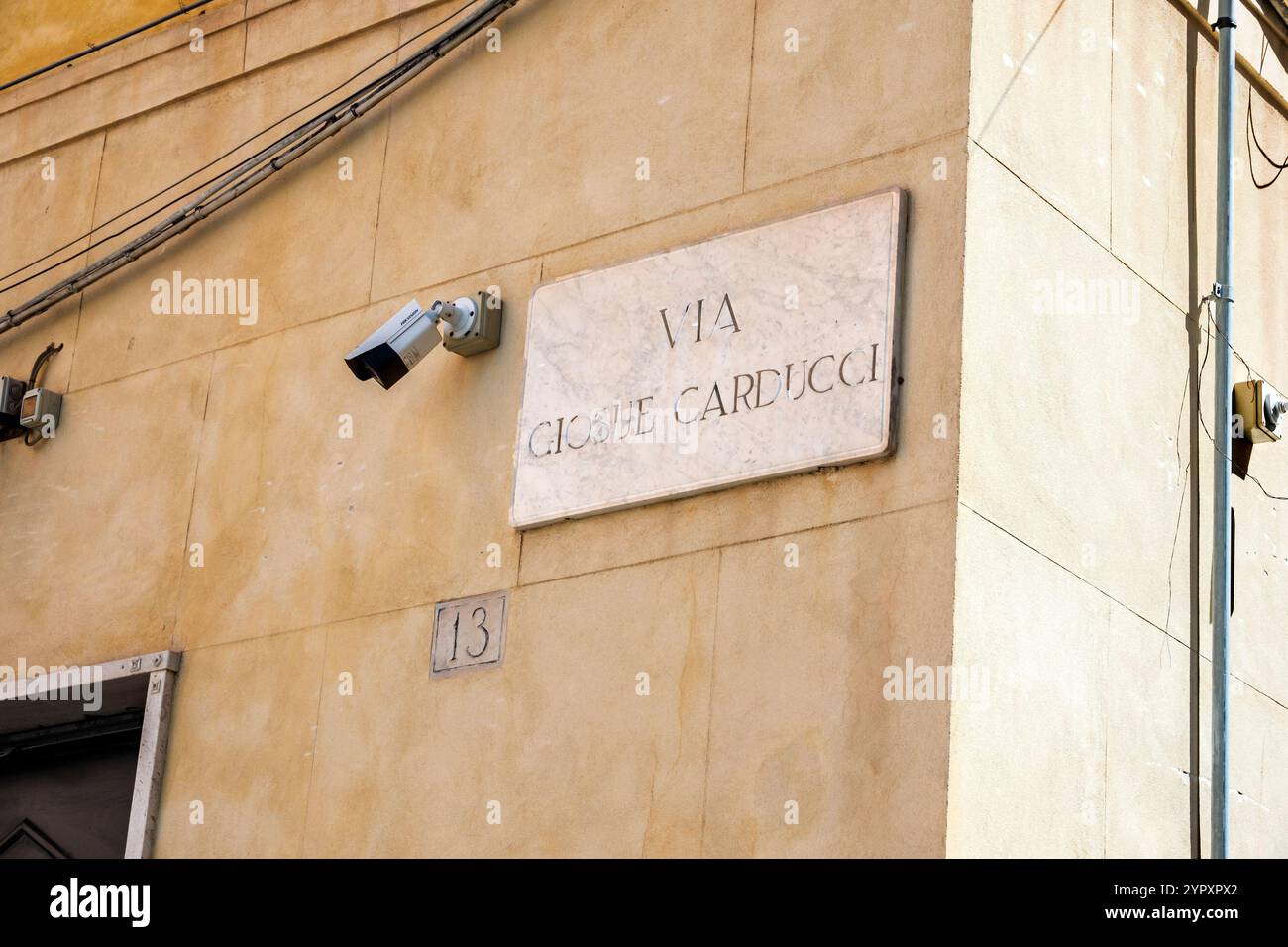 Civitavecchia Italy,Via Giosue Carducci,street sign,marble plaque ...