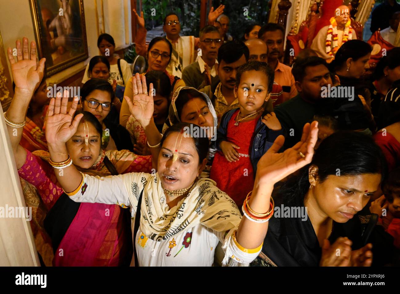 KOLKATA, INDIA - DECEMBER 1: ISKCON devotees during a special prayer ...