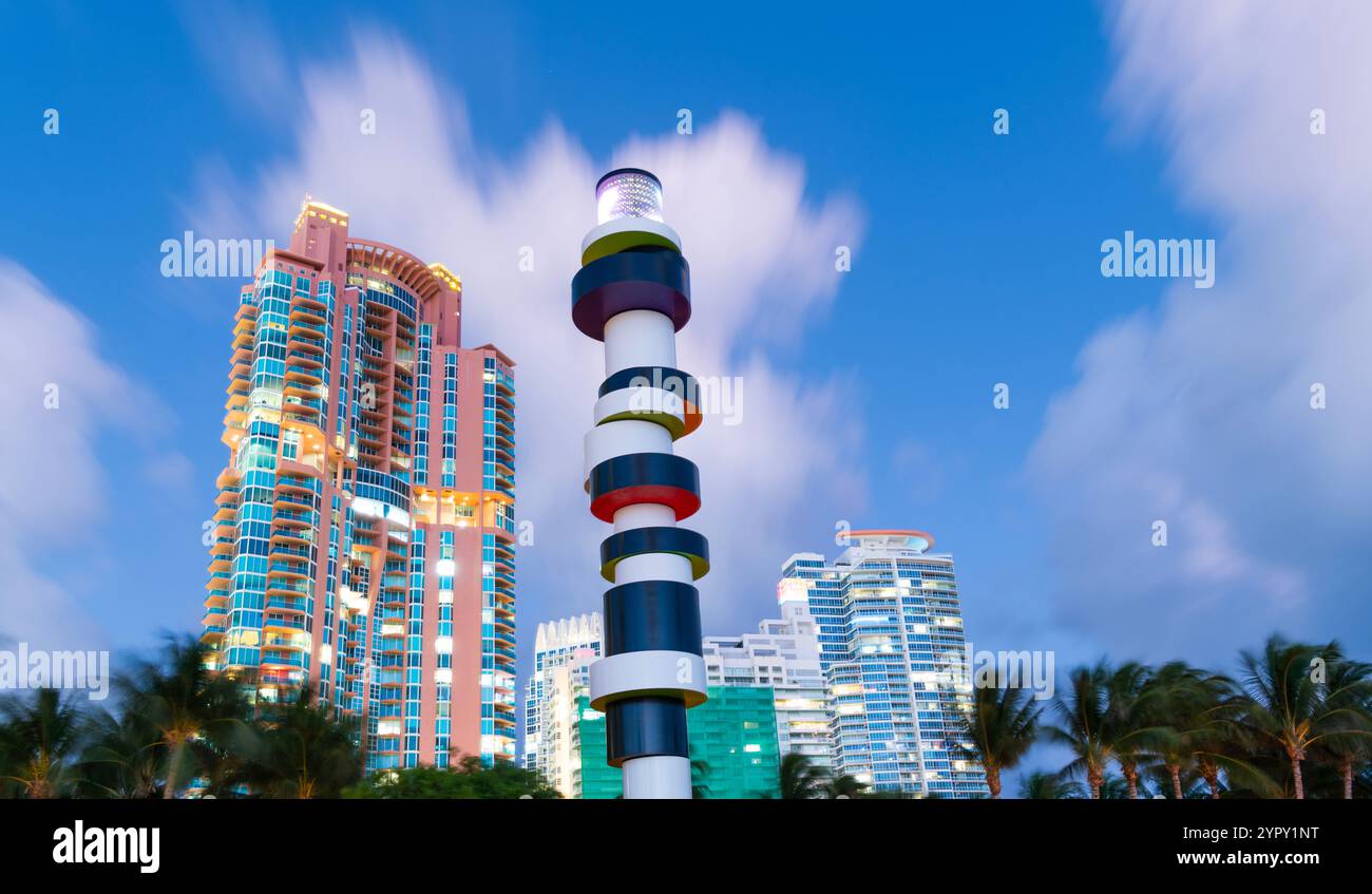 Famous monument in South Pointe Park, Florida. Travel destination ...