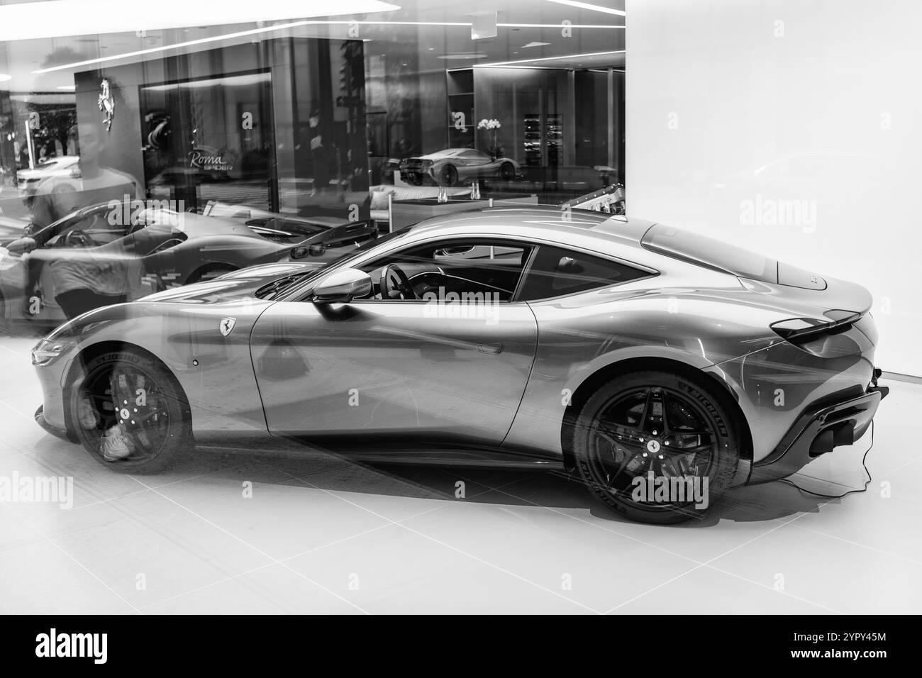 New York City, USA - August 09, 2023: Ferrari Roma 2021 sport car in ...