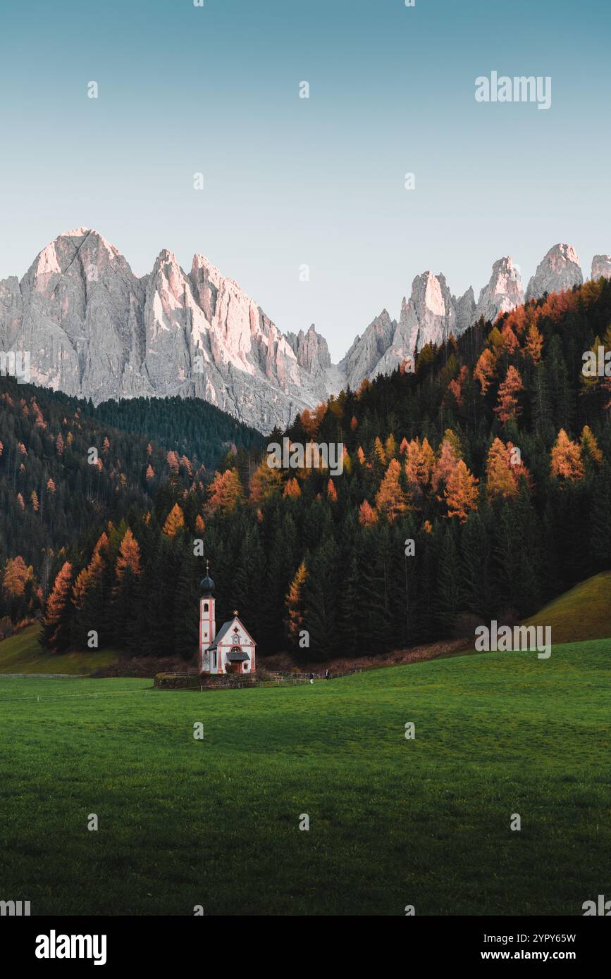 Charming Alpine Chapel in Mountain Meadow: Serene Sunset Scene ...