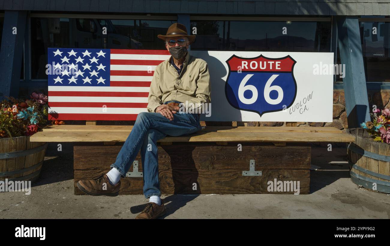 OCT 2020, LUDLOW, CA, USA - Photographer with mask, Joe Sohm, poses on ...