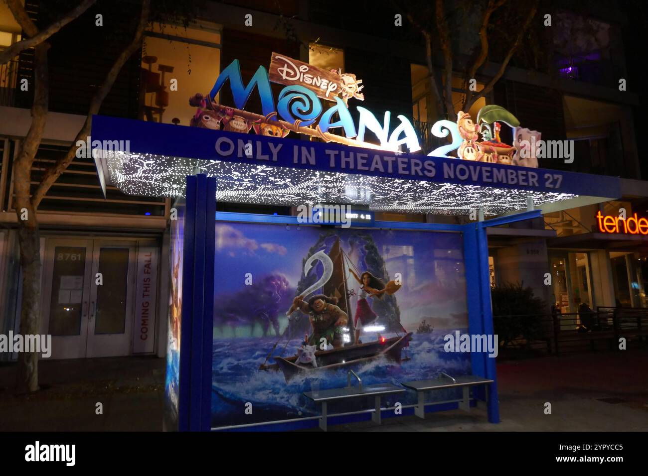 Los Angeles, California, USA 30th November 2024 Disney Moana 2 Bus Stop ...