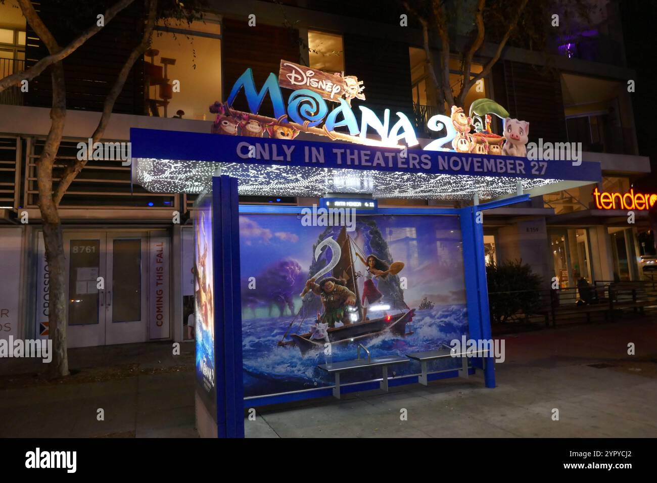 Los Angeles, California, USA 30th November 2024 Disney Moana 2 Bus Stop ...