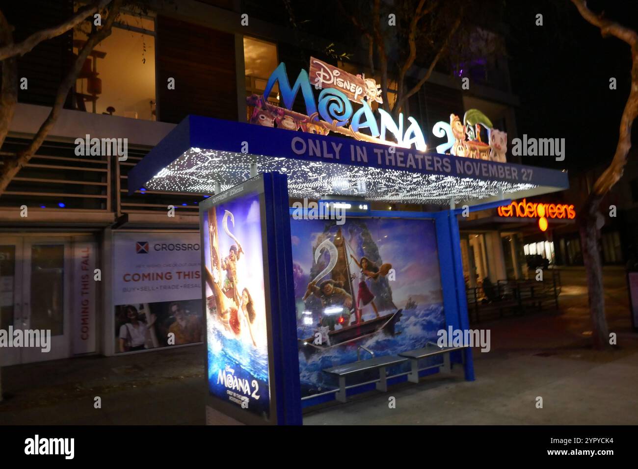 Los Angeles, California, USA 30th November 2024 Disney Moana 2 Bus Stop ...