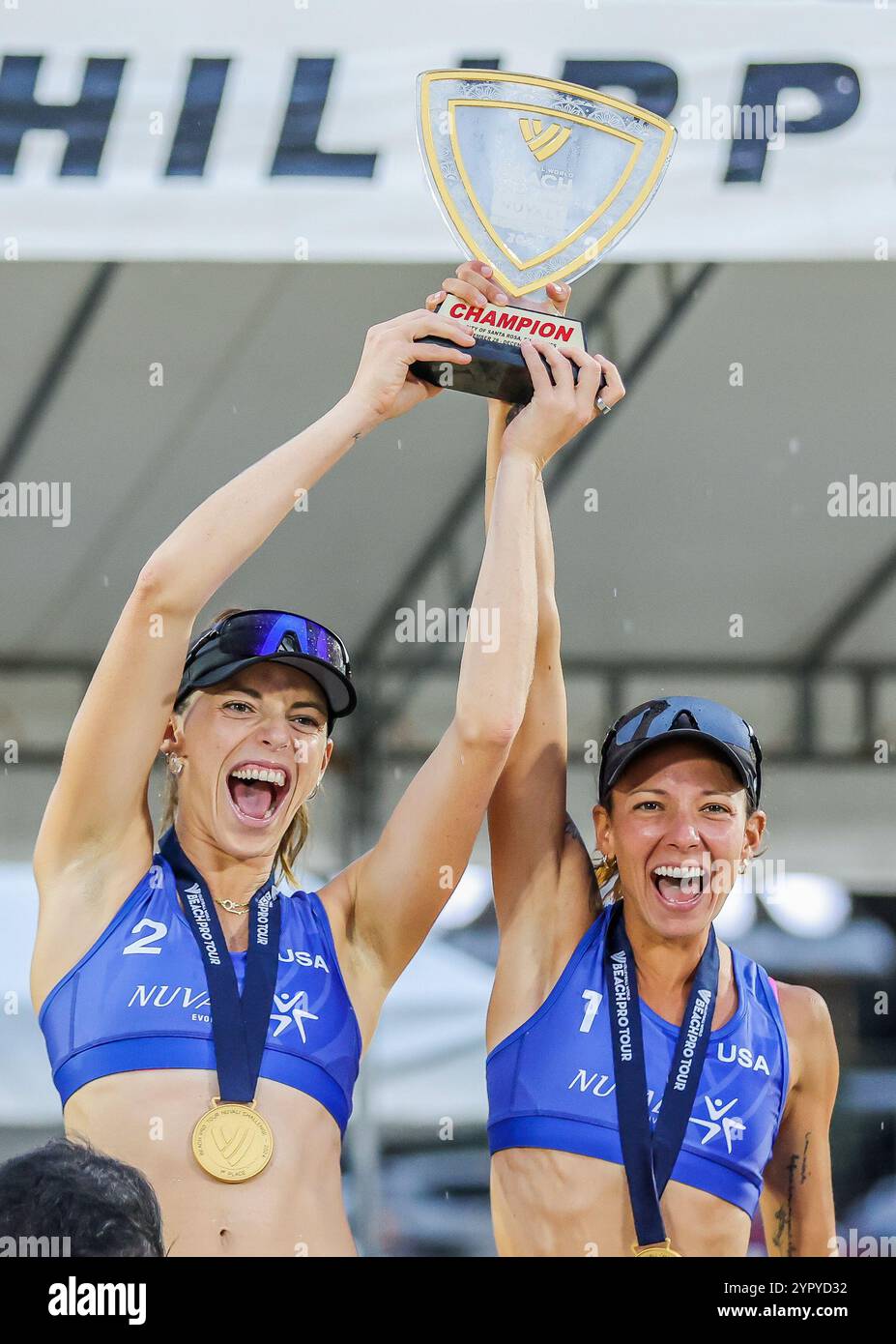 Laguna Province. 1st Dec, 2024. Gold medalists Molly Shaw(R)/Toni ...