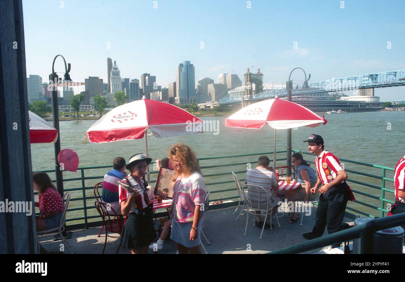 Covington, KY, USA, approx. 1994. A waterfront Friday's restaurant by ...