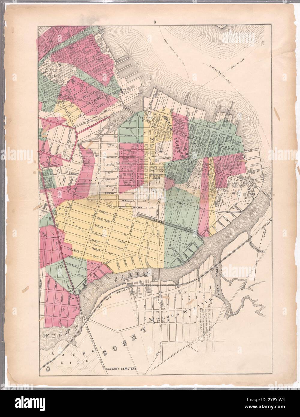 Sheet 8: Map encompassing Greenpoint and North Williamsburg 1869 Stock ...