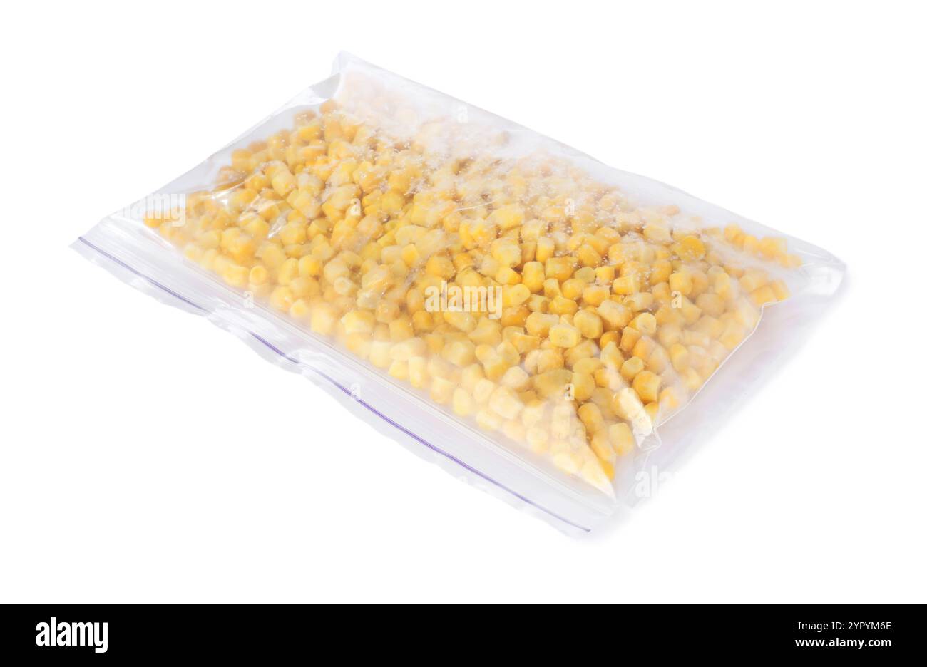 Frozen corn kernels in plastic bag isolated on white Stock Photo - Alamy