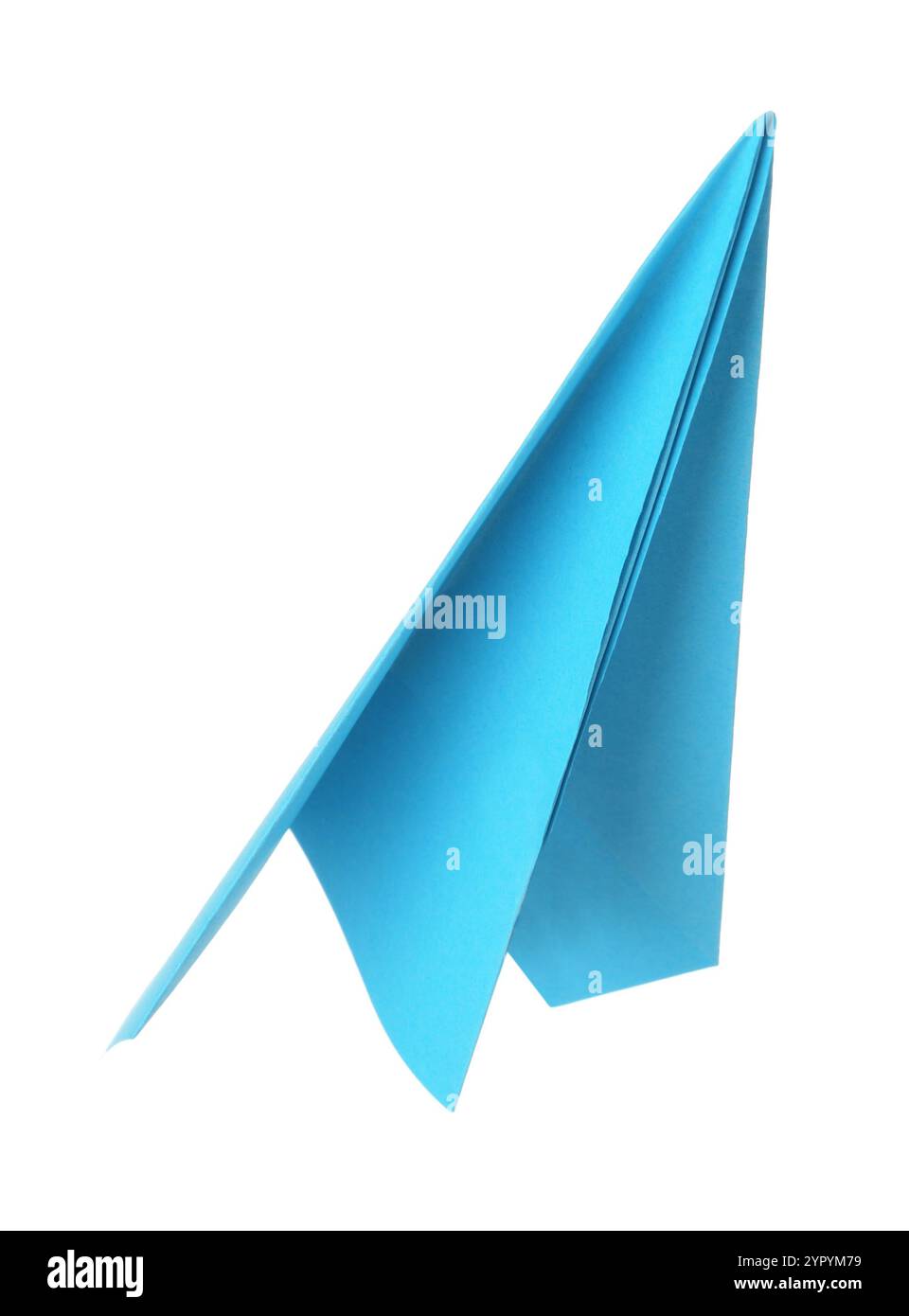 One handmade light blue paper plane isolated on white Stock Photo - Alamy