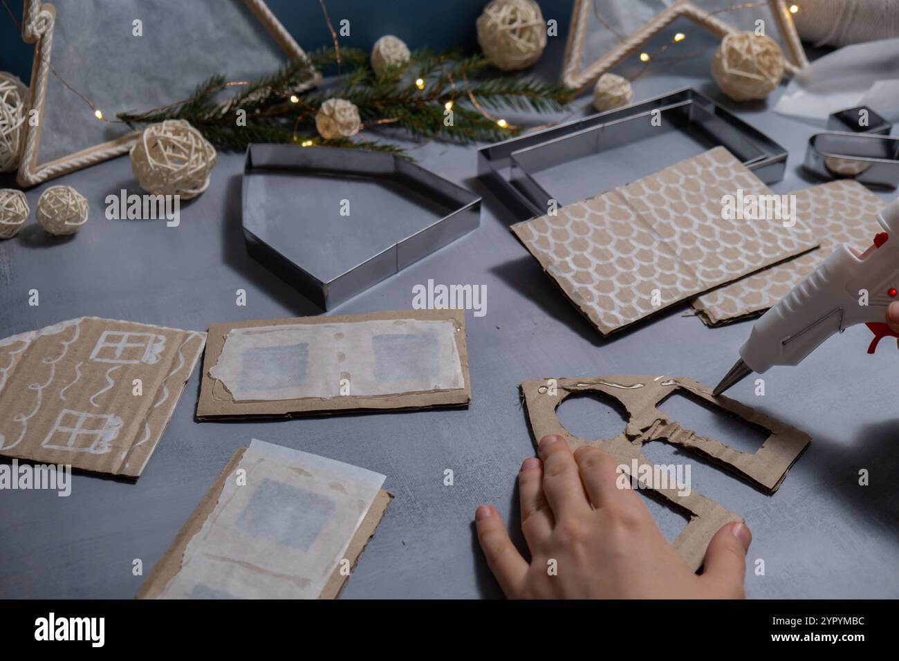 Cardboard paper Lantern House Sustainable Christmas preparation Diy ...