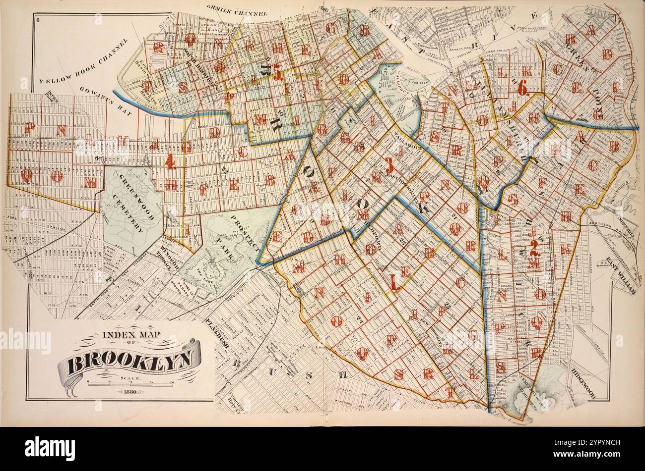 Index Map of Brooklyn 1880 Stock Photo - Alamy