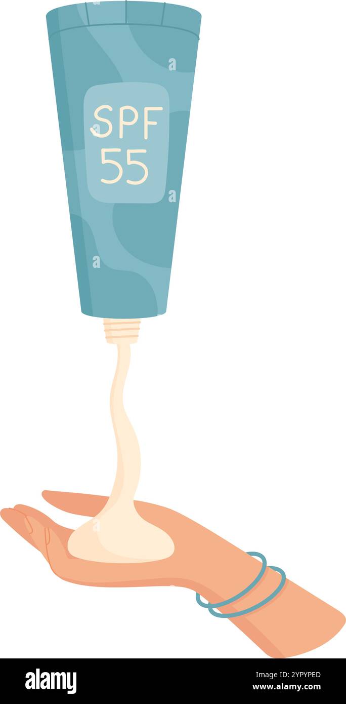 Hand Squeeze Sun Screen Cream Tube Stock Vector Image & Art - Alamy