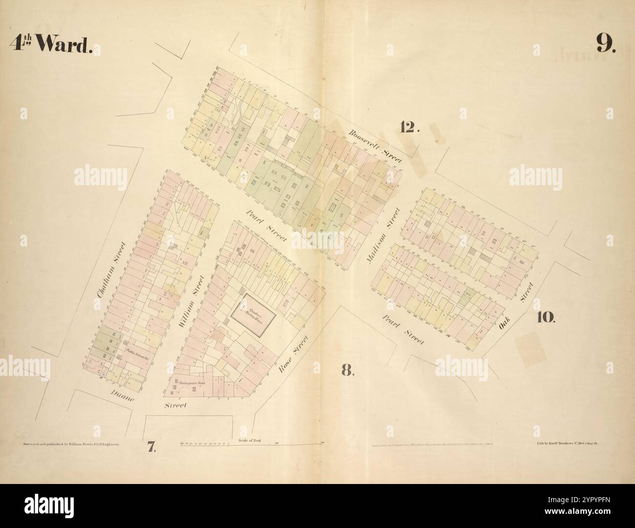 4th Ward. [Map bounded by Roosevelt Street, Oak Street, Pearl Street ...