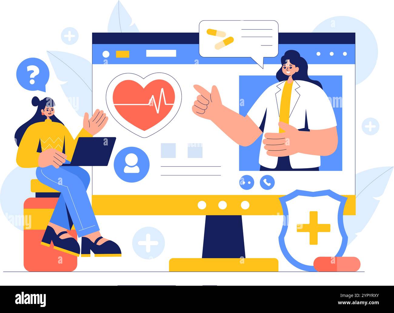 Remote Health Monitoring Vector Illustration featuring the Use of ...