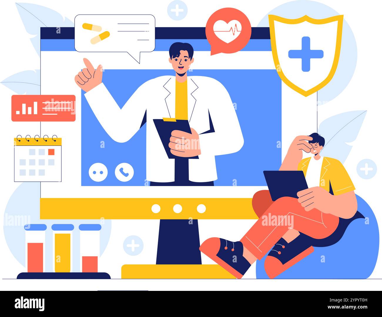 Remote Health Monitoring Vector Illustration featuring the Use of ...