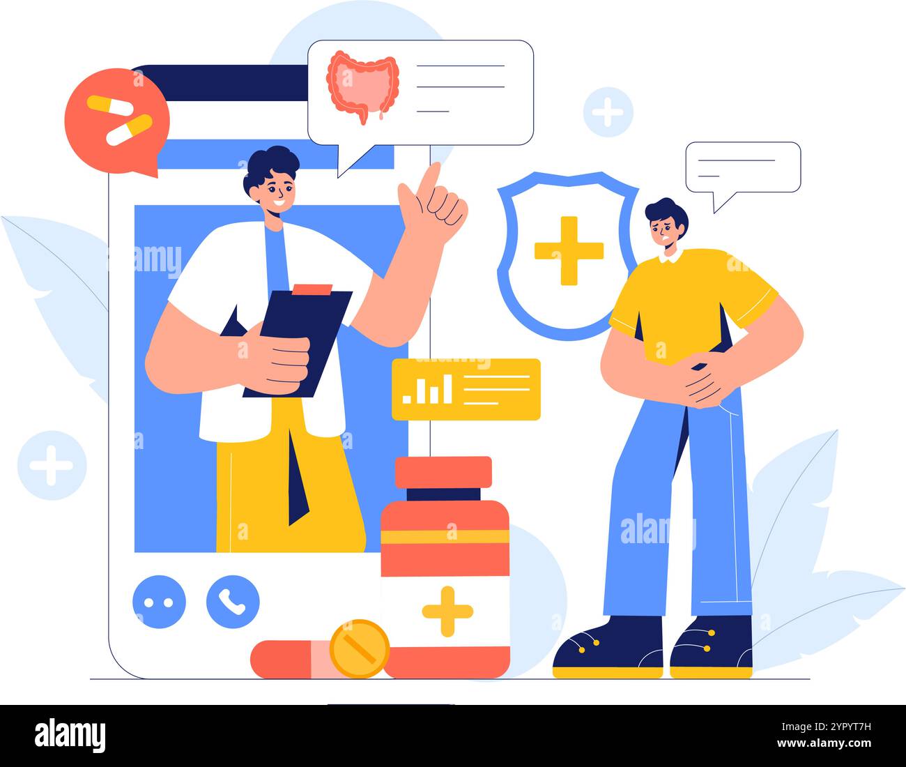 Remote Health Monitoring Vector Illustration featuring the Use of ...
