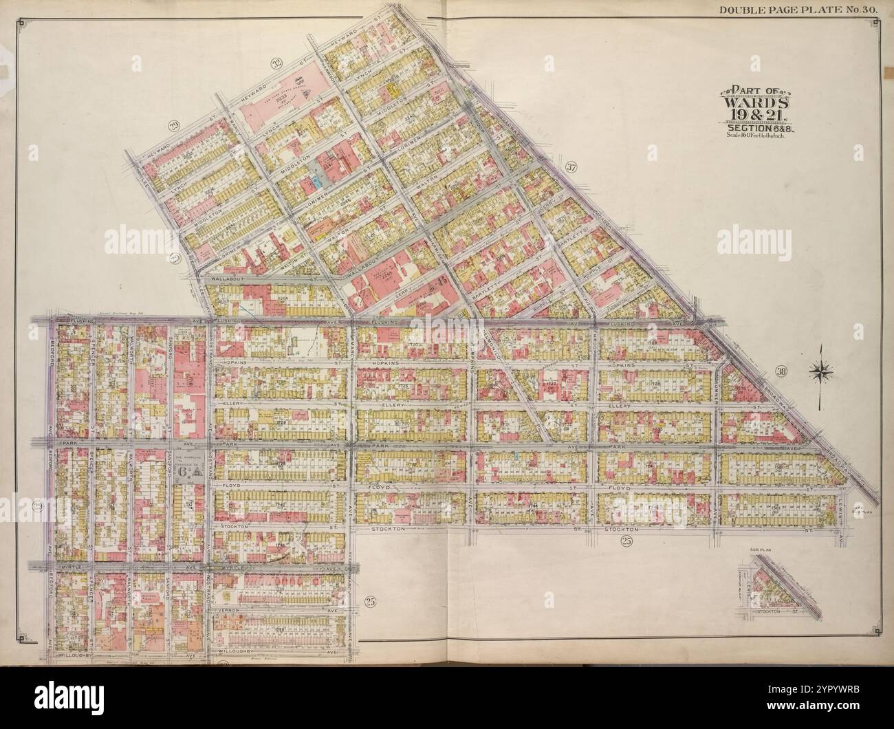 Brooklyn, Vol. 1, 2nd Part, Double Page Plate No. 30; Part of Wards 19 ...