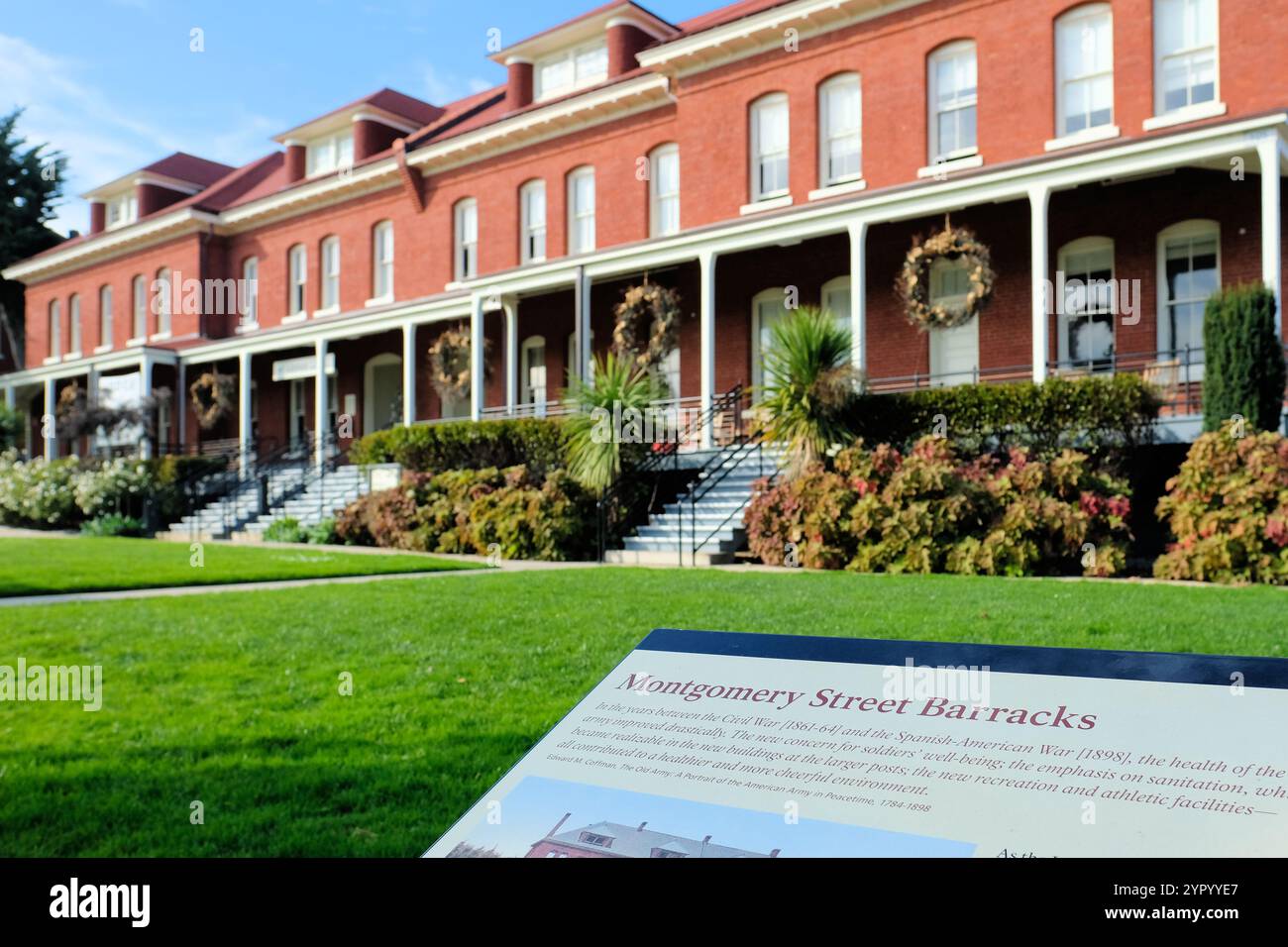 Montgomery Street Barracks sign; built between 1895-1897 by the US Army ...