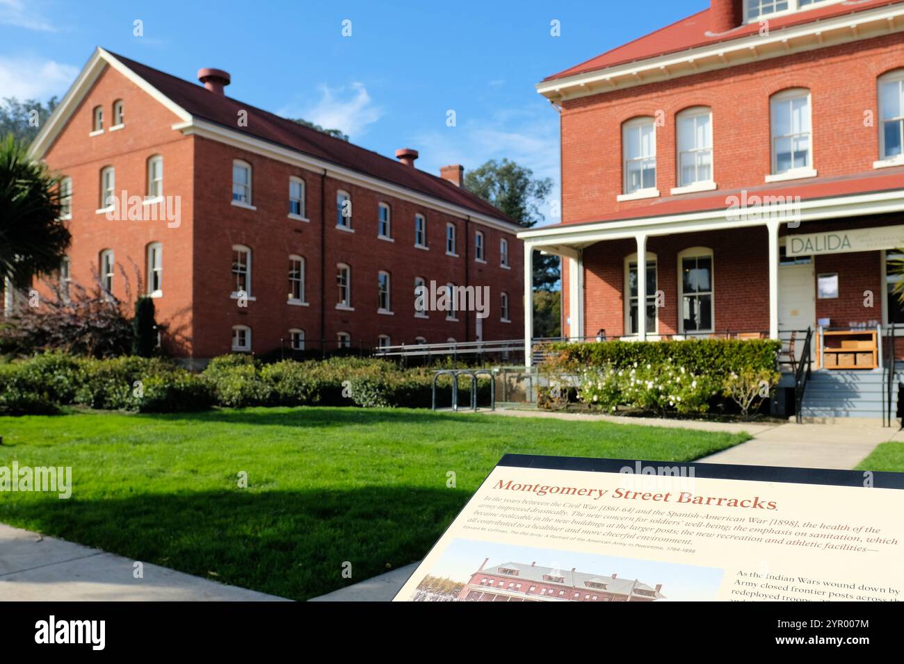 Montgomery Street Barracks sign; built between 1895-1897 by the US Army ...