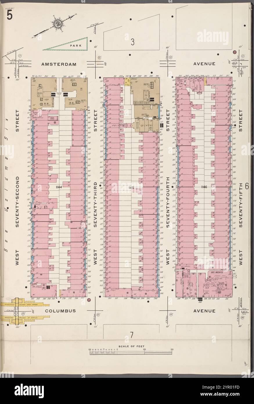 Manhattan V. 7, Plate No. 5 [Map bounded by Amsterdam Ave., West 75th ...