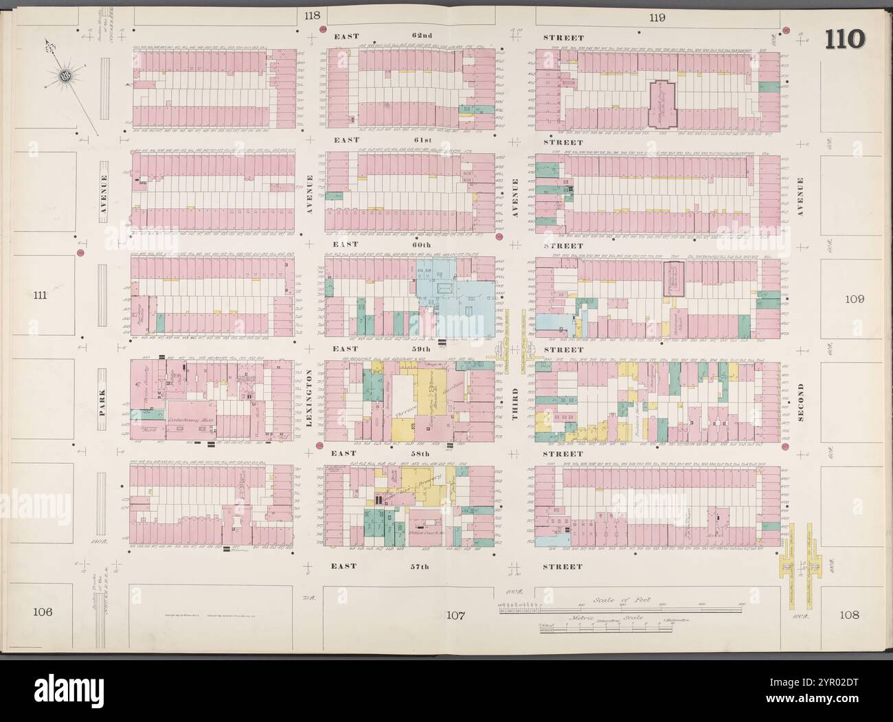 Manhattan, V. 6, Double Page Plate No. 110 [Map bounded by E. 62nd St ...