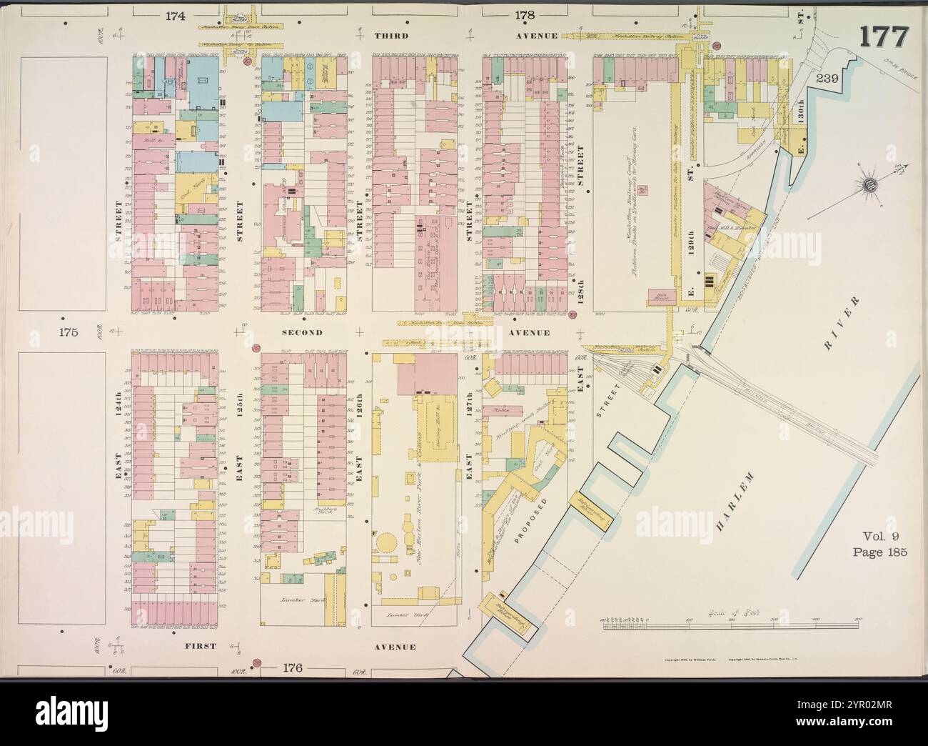 Manhattan, V. 8, Double Page Plate No. 177 [Map bounded by 3rd Ave ...