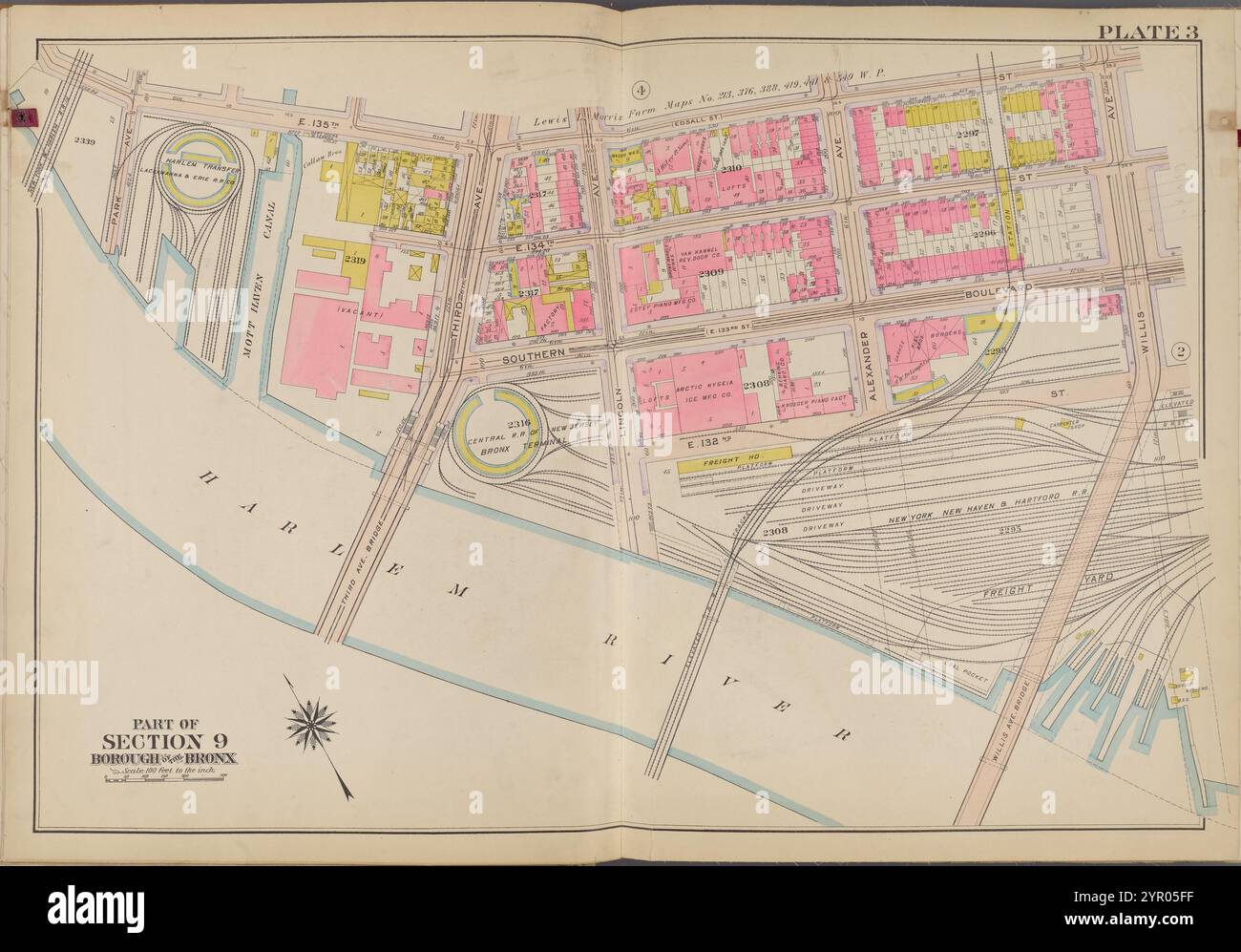 Plate 3 [Map bounded by E. 135th St., Willis Ave., Harlem River, Park ...