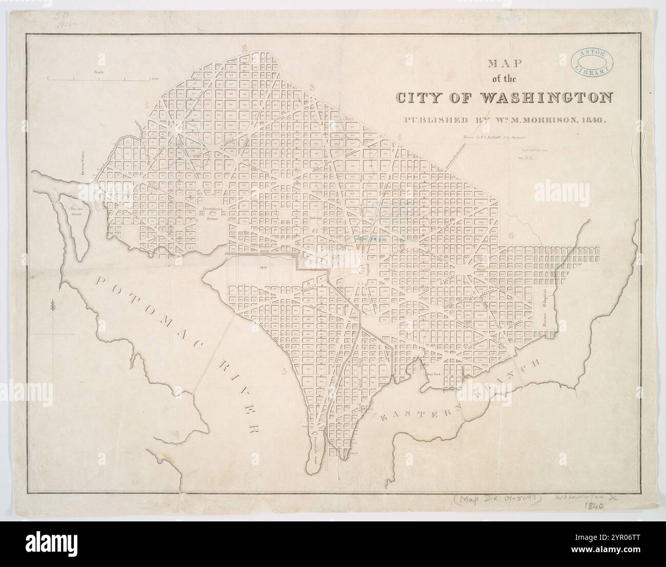 Map of the city of Washington 1840 by Stone, W. I., Mrs Stock Photo - Alamy