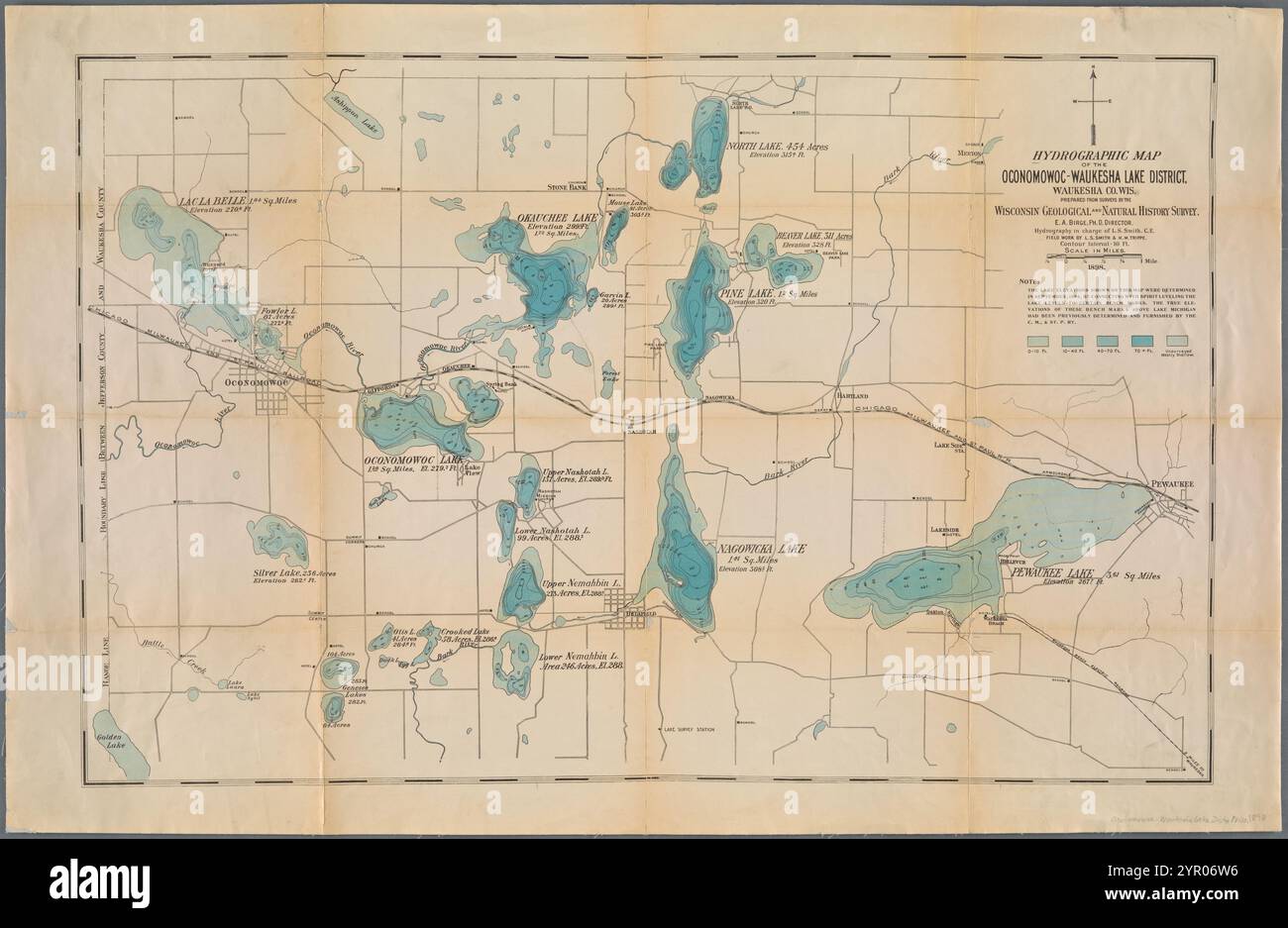 Hydrographic map of the Oconomowoc-Waukesha Lake District, Waukesha Co ...