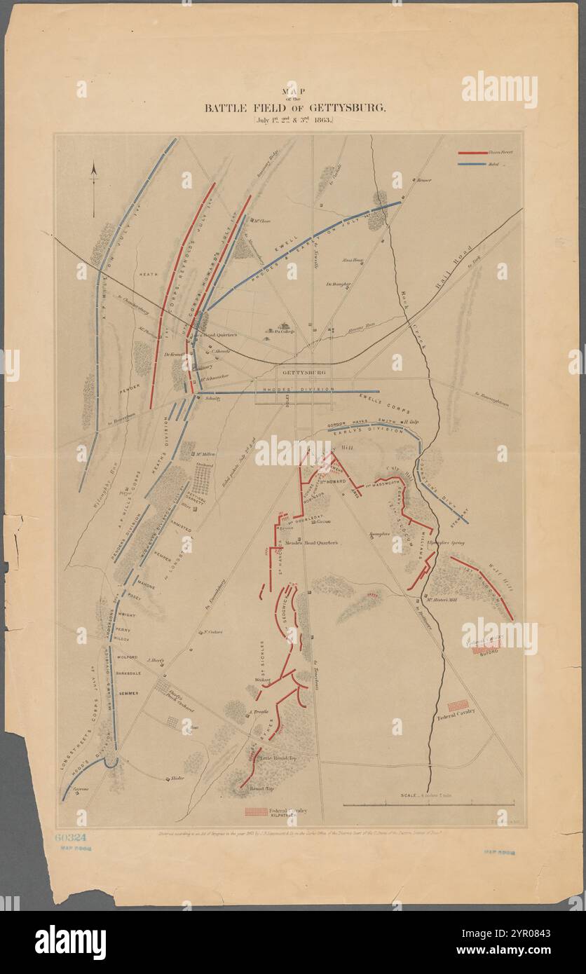 Map of the battle field of Gettysburg, July 1st, 2nd, & 3rd, 1863 1863 ...