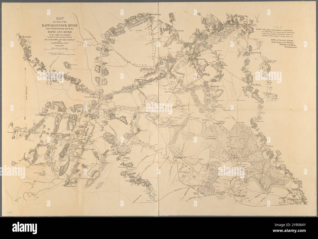 Map of a part of the Rappahannock River above Fredericksburg and the ...
