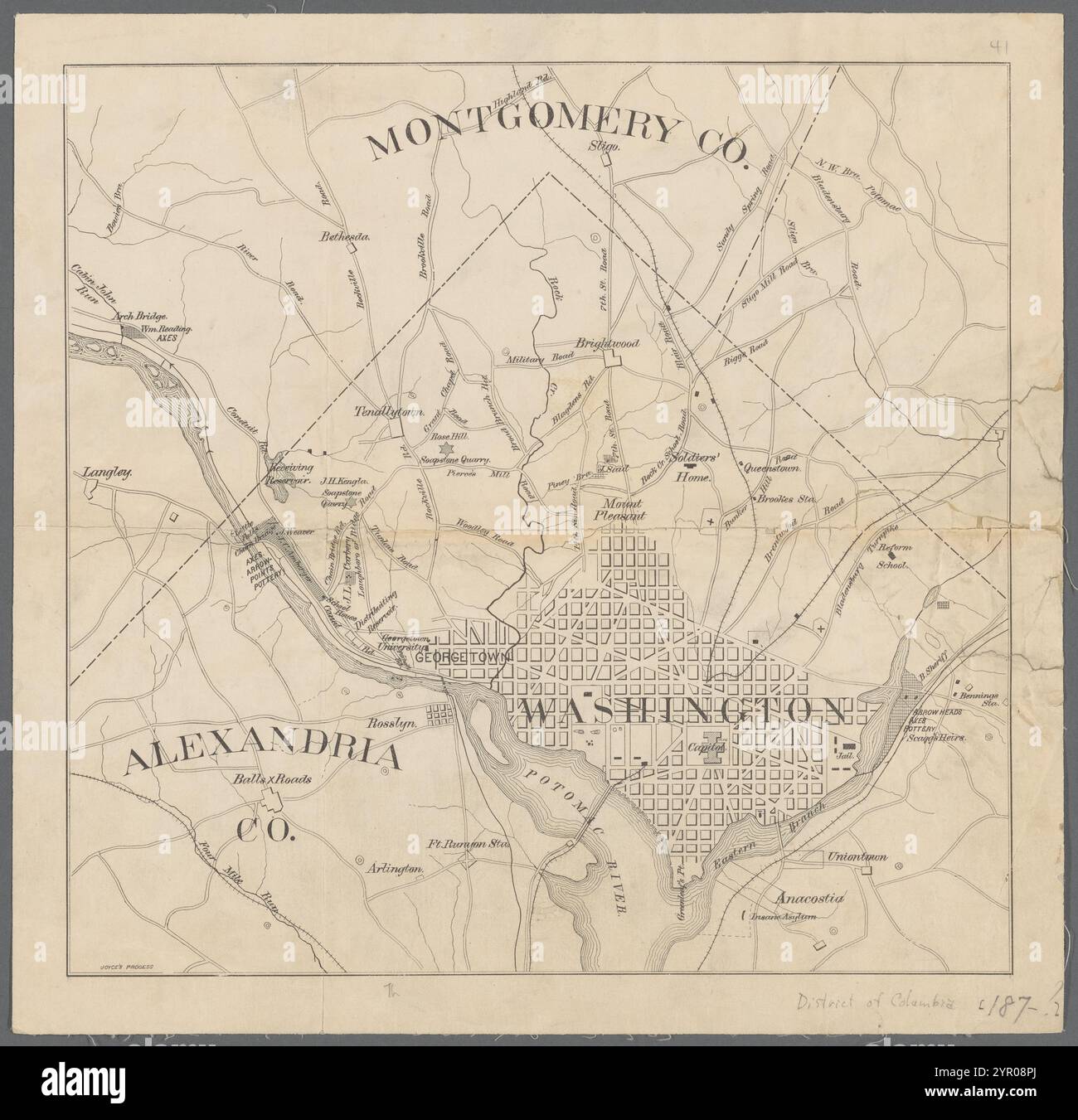 Map of the vicinity of Washington D.C. 1870 - 1879 Stock Photo - Alamy