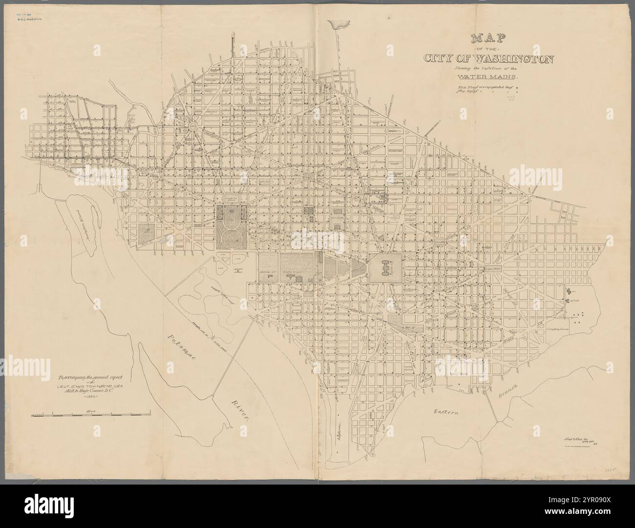 Map of the city of Washington showing the location of the water mains ...