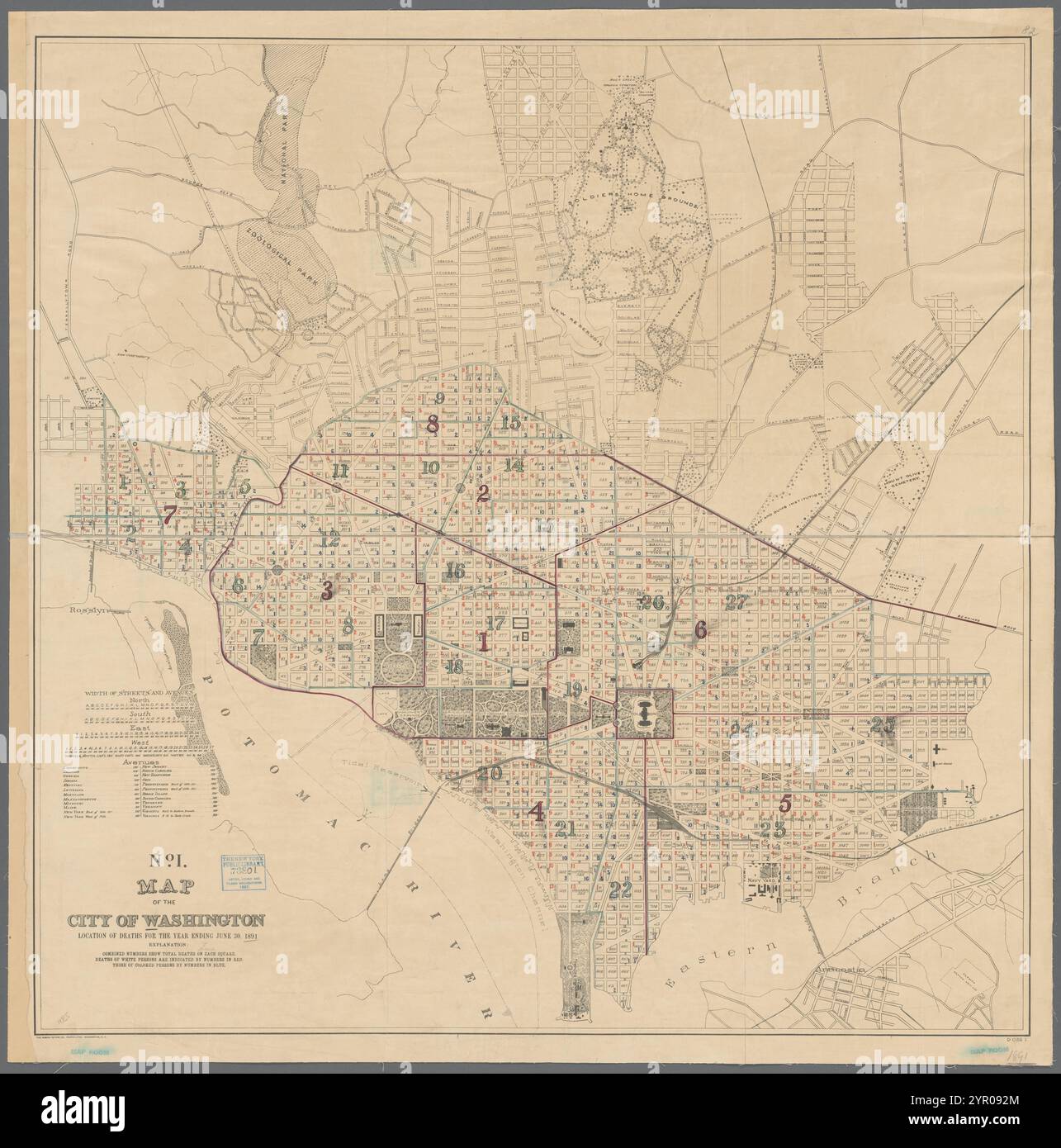 Map of the city of Washington: location of deaths for the year ending ...