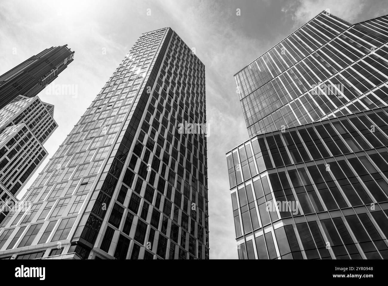 skyscraper with glassy facade. modern city building. skyscraper in ...