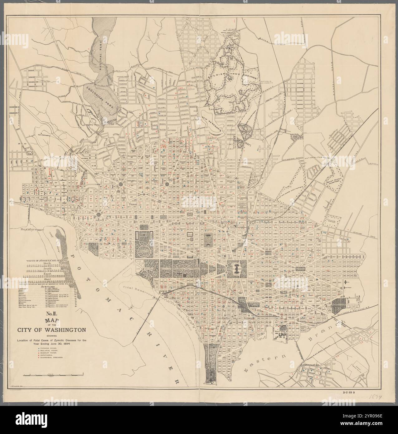 Map of the city of Washington showing location of fatal cases of ...