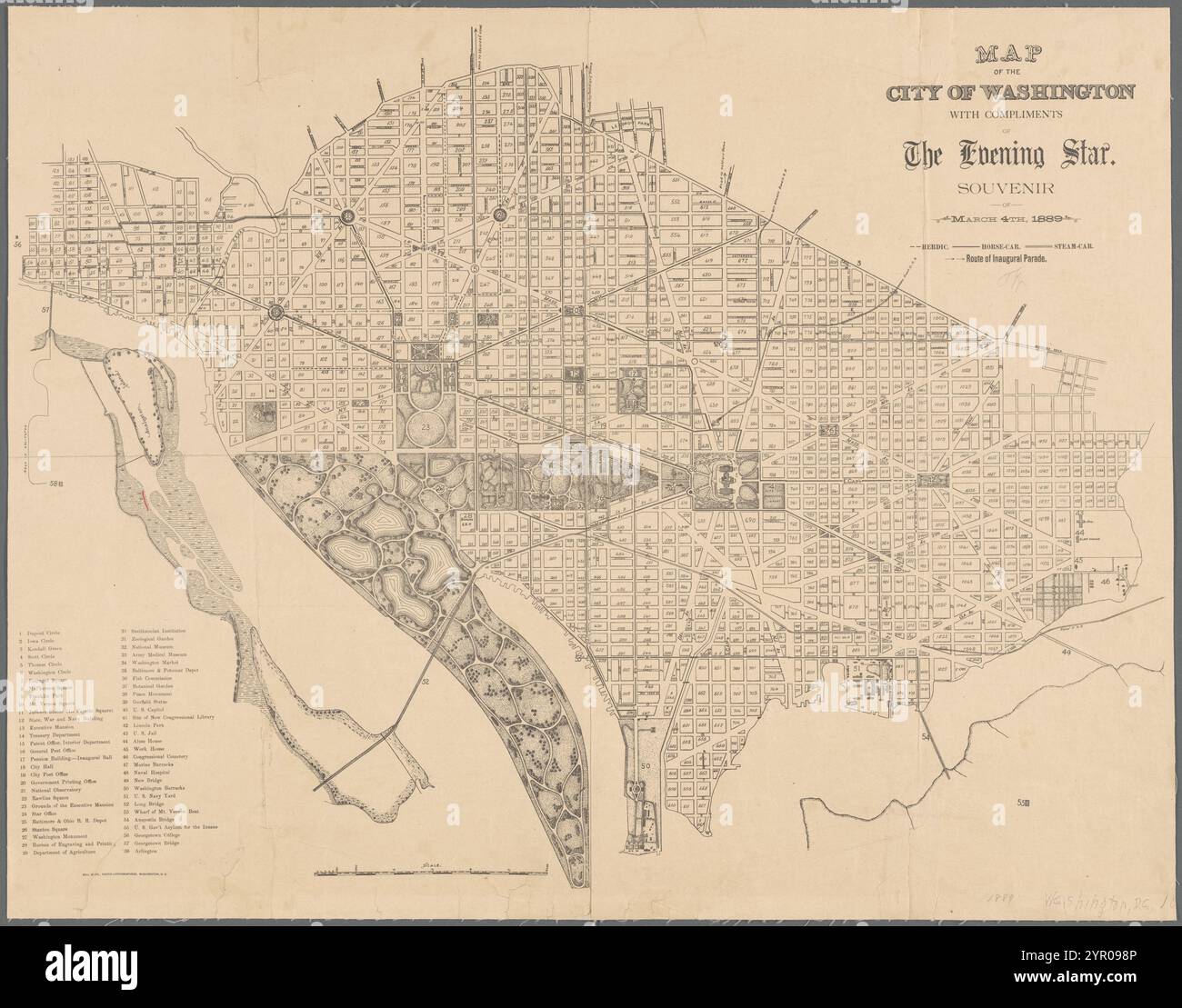Map of the city of Washington: souvenir of March 4th, 1889 1889 Stock ...