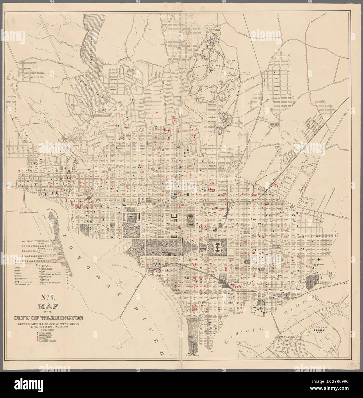 Map of the city of Washington showing location of fatal cases of ...