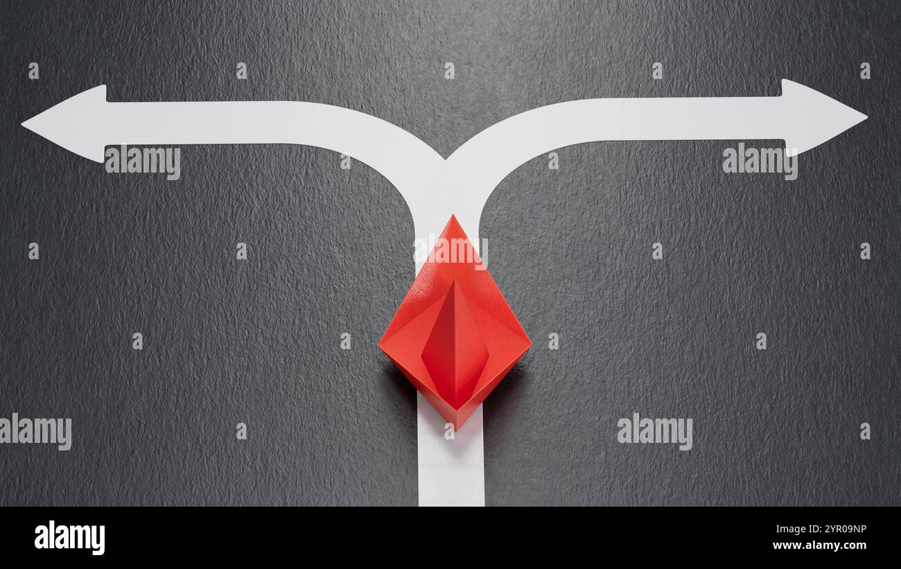 Decision business, Problem solving, way to success concept. Red paper ...