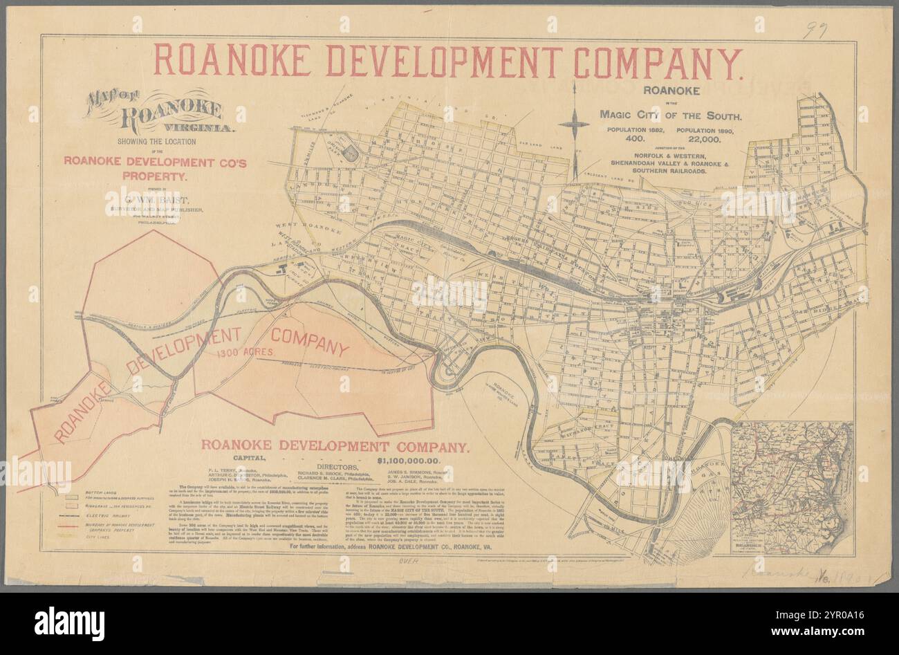 Map of Roanoke, Virginia : showing the location of the Roanoke ...
