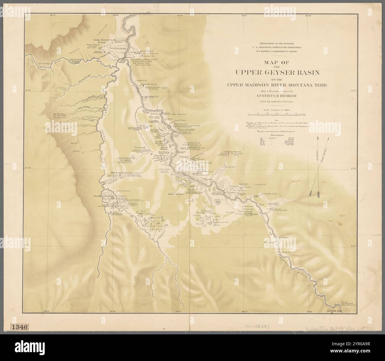 Map of the Upper Geyser Basin on the Upper Madison River, Montana Terr ...