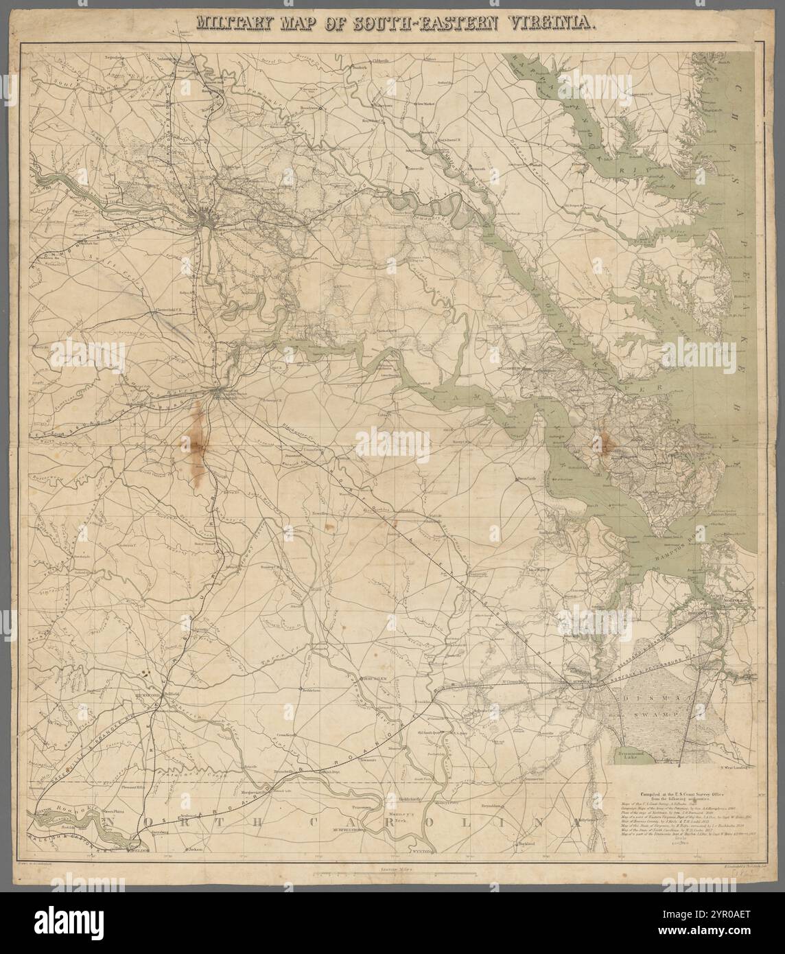 Military map of south-eastern Virginia 1863 Stock Photo - Alamy
