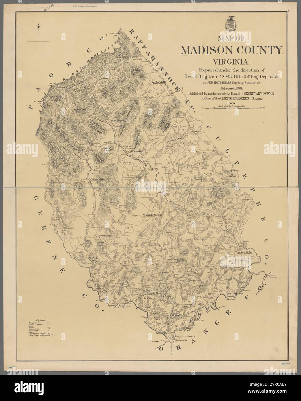 Map of Madison County, Virginia 1875 by Hotchkiss, Jedediah, 1828-1899 ...