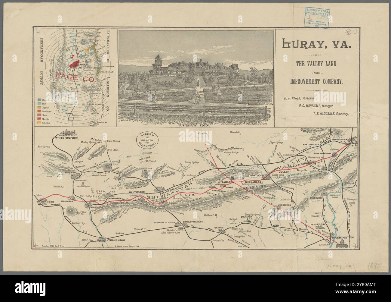 Lee's map of the Valley of Virginia 1890 by Lee, Alex. Y Stock Photo ...