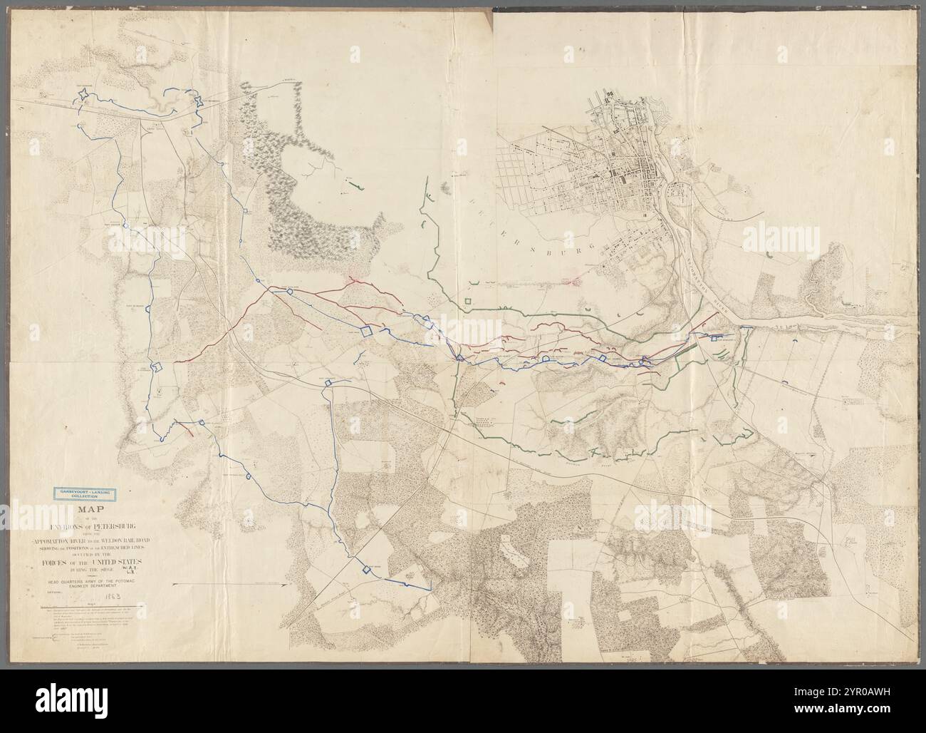 Map of the environs of Petersburg from the Appomattox River to the ...