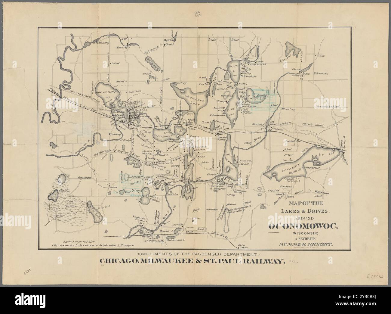 Map of the lakes & drives around Oconomowoc, Wisconsin : a favorite ...