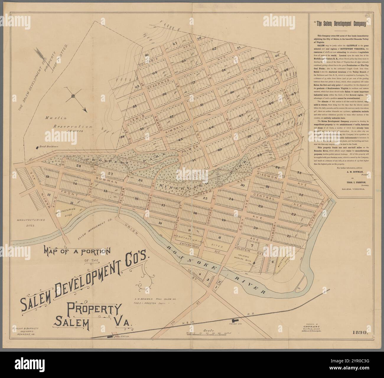 Map of a portion of the Salem Development Co.'s property, Salem, Va ...