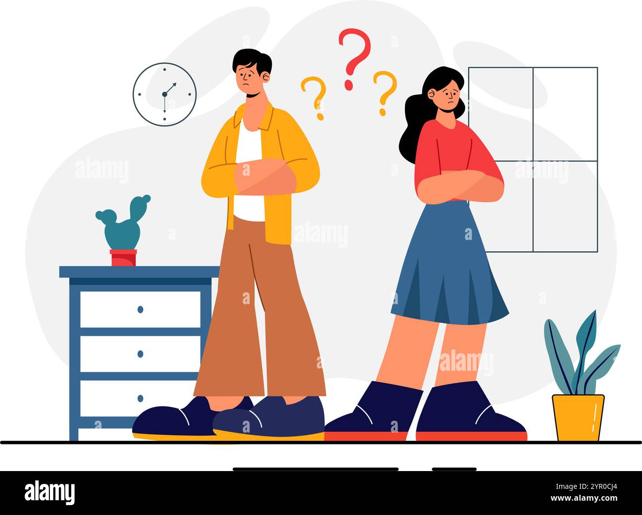 Relationship Tension Vector Illustration featuring a Young Couple ...