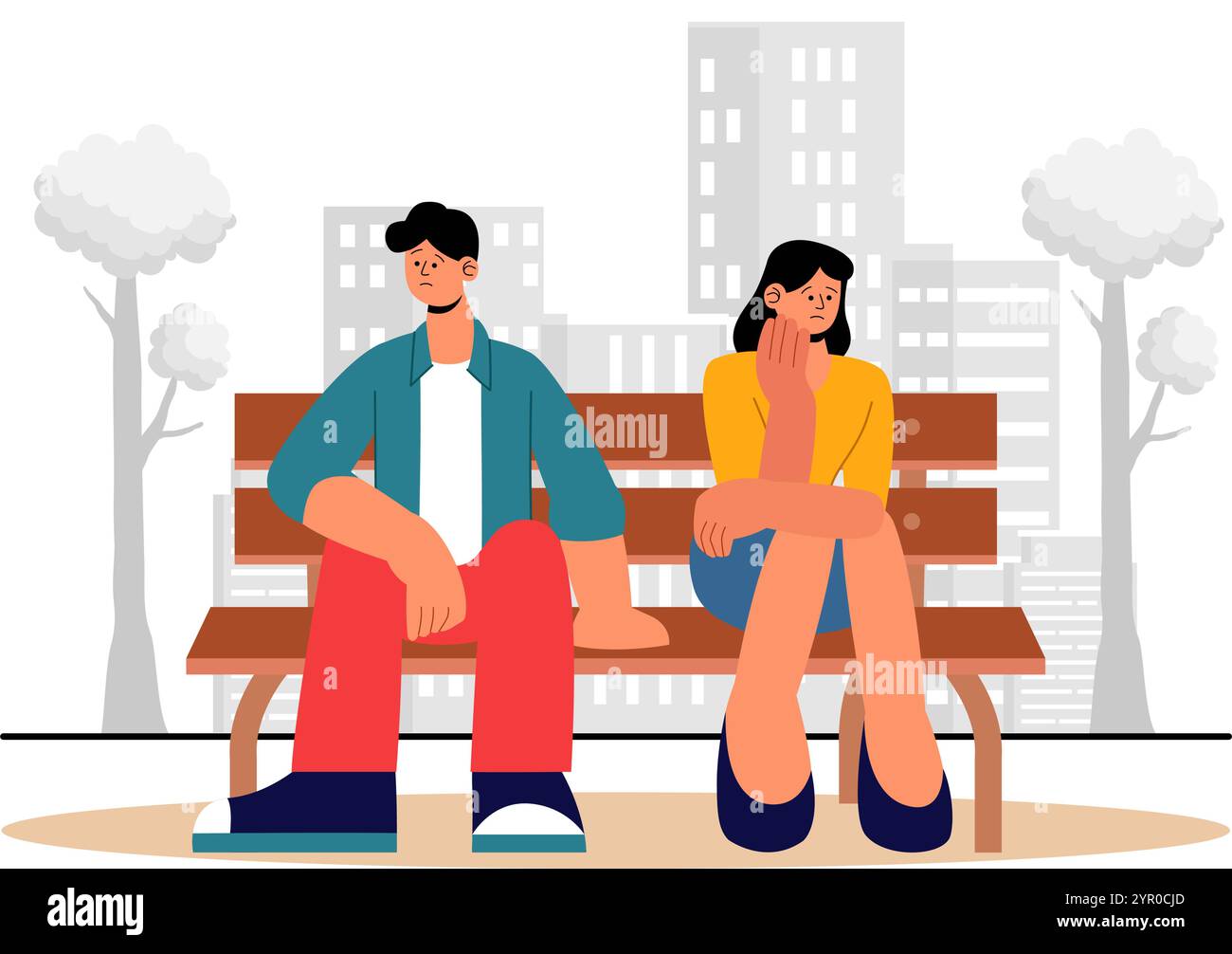 Relationship Tension Vector Illustration featuring a Young Couple ...